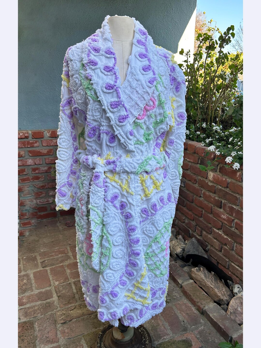 Vintage Canyon Group Chenille Robe 1990's Auntie Em Design Form Fitting ...