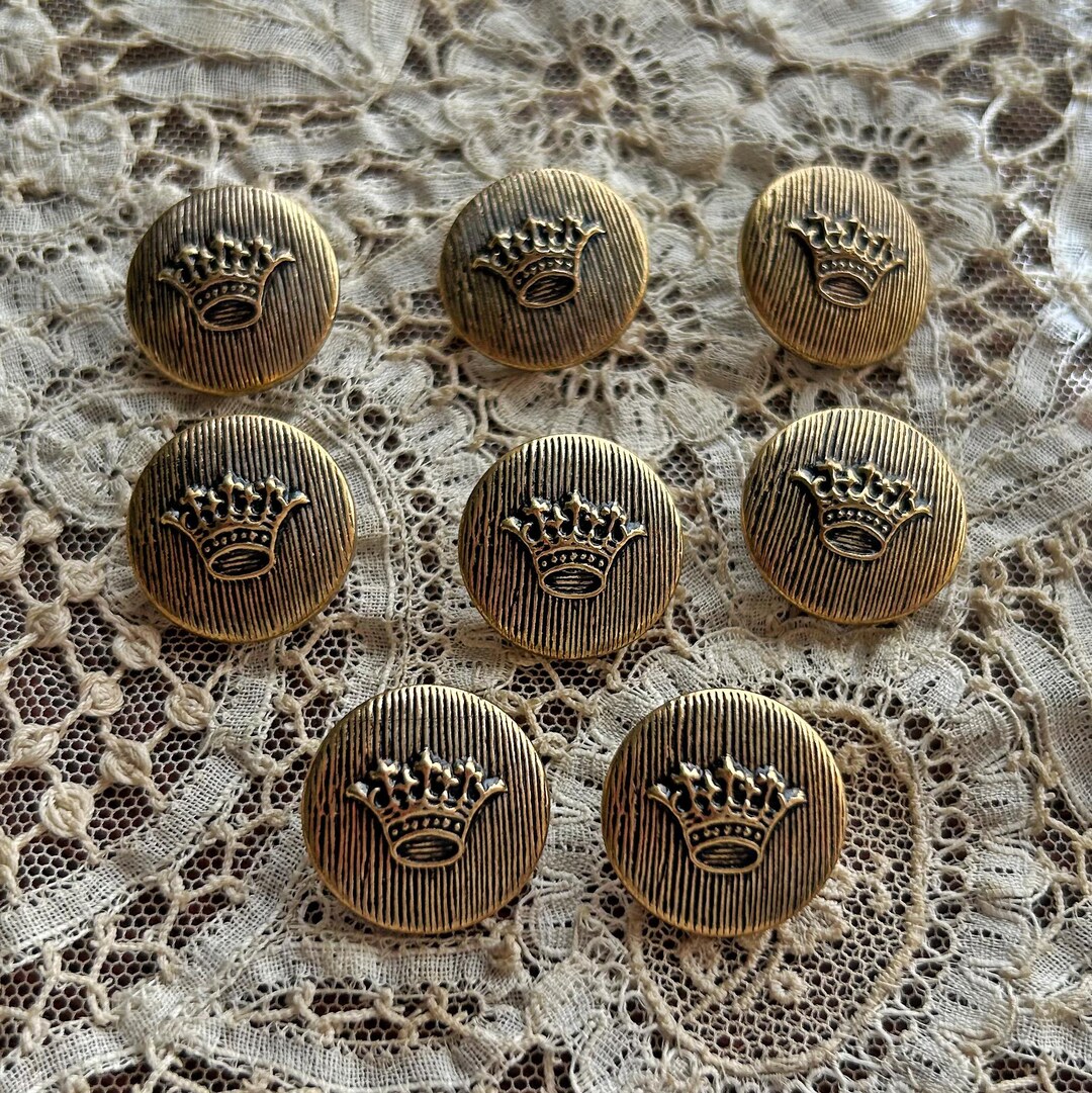 Set of 8 ~ Vintage Gold Crown NOS Metal Buttons ~small 3/4" 1960's - Etsy