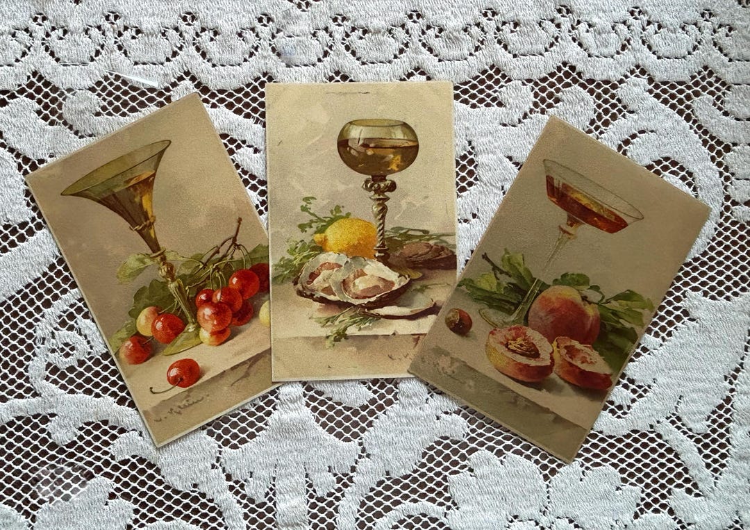 Catherine Klein 3 Antique Fruit and Wine Postcards Meissner & Buch ...