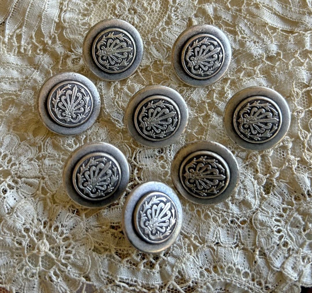 Set of 8 Vintage NOS Silver Engraved Buttons Shank Elegant - Etsy