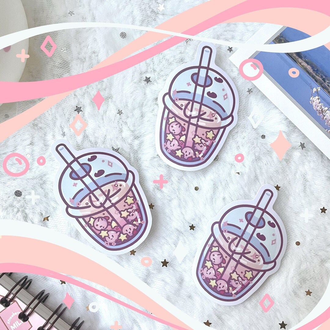 Pink Puffball Boba Vinyl Sticker - Etsy