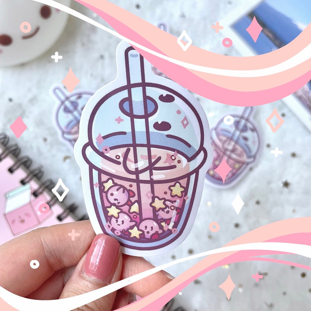 Pink Puffball Boba Vinyl Sticker - Etsy