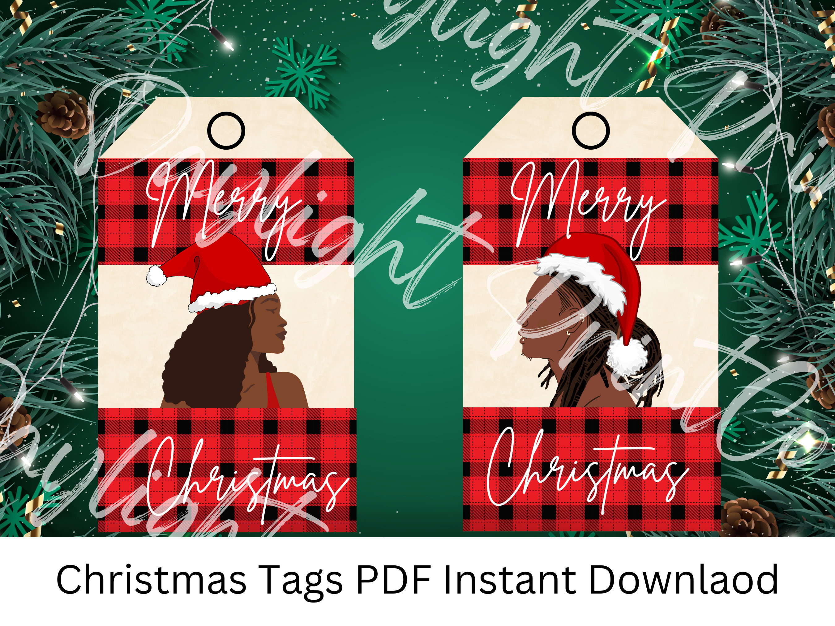 Digital Download, African American Christmas Tags, Christmas Labels ...