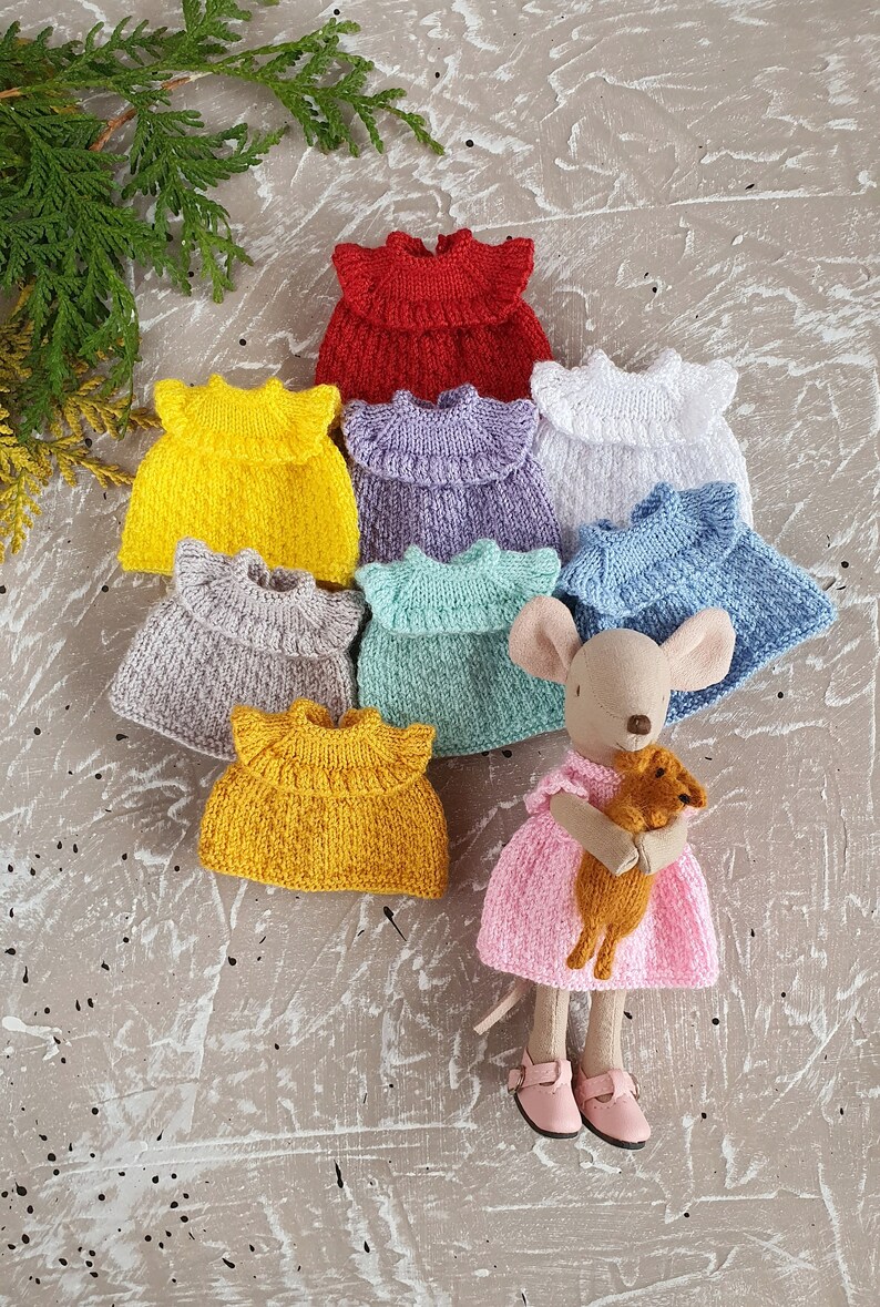 Maileg Mouse Big Sister Knitting Pattern, Dress With Ruffle PDF Pattern ...