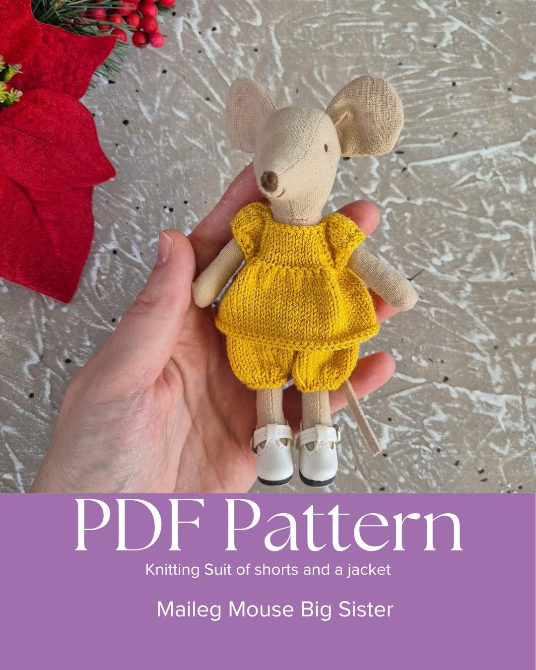 Maileg Mouse Big Sister Knitting Pattern, Shorts & Jacket PDF Pattern ...