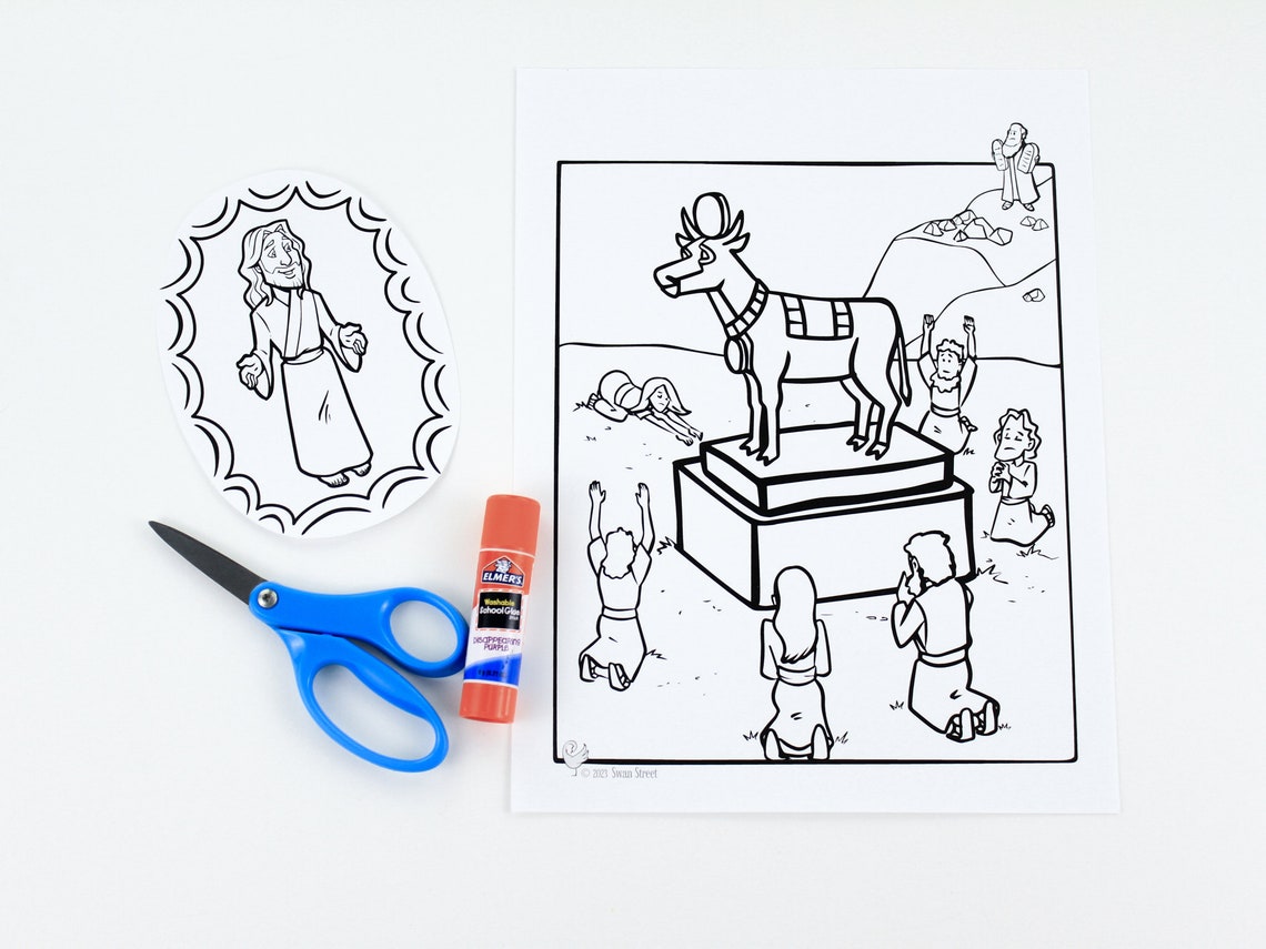 Golden Calf Bible Coloring Craft for Kids Printable Worship God Not ...