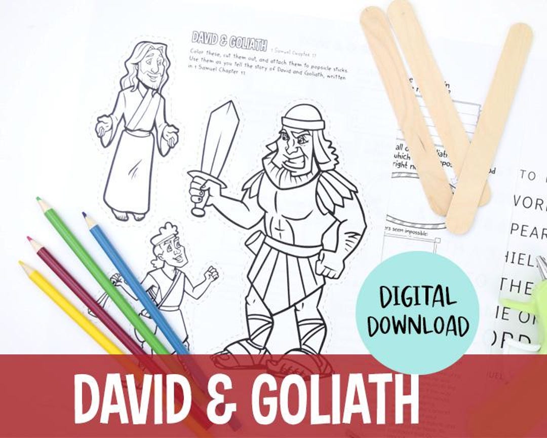 David and Goliath Bible Craft for Kids Printable Sunday School Activity ...