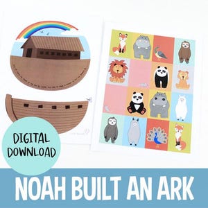 Noahs Ark Matching Game Printable Bible Memory Activity Sunday School ...