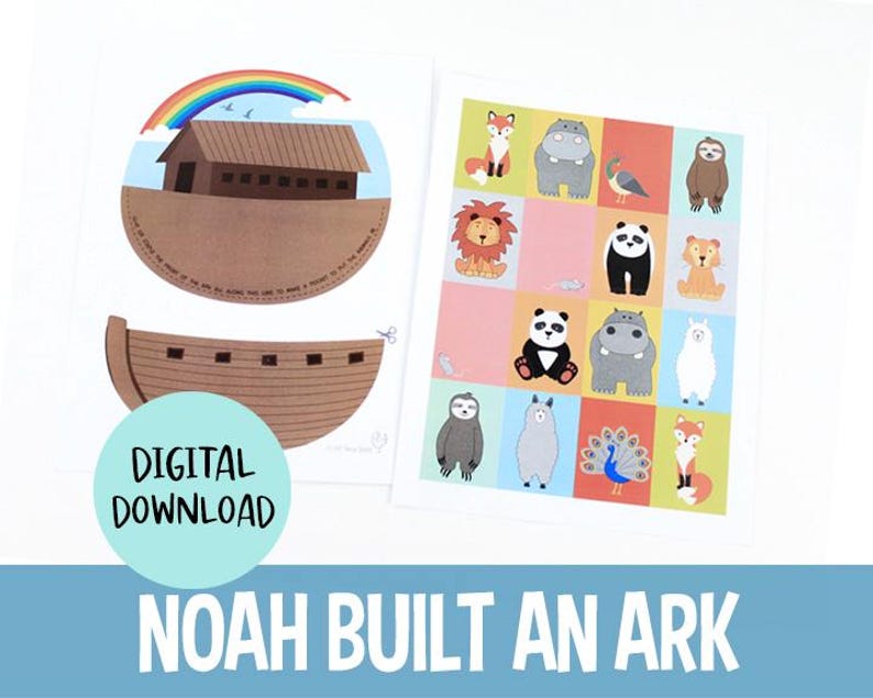Noahs Ark Matching Game Printable Bible Memory Activity Sunday School ...