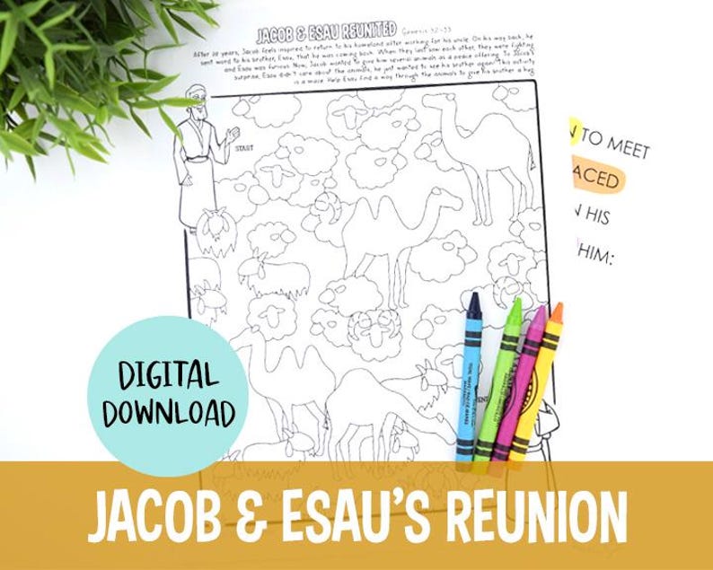 Jacob and Esau Bible Maze Activity for Kids Printable Forgiveness Craft ...