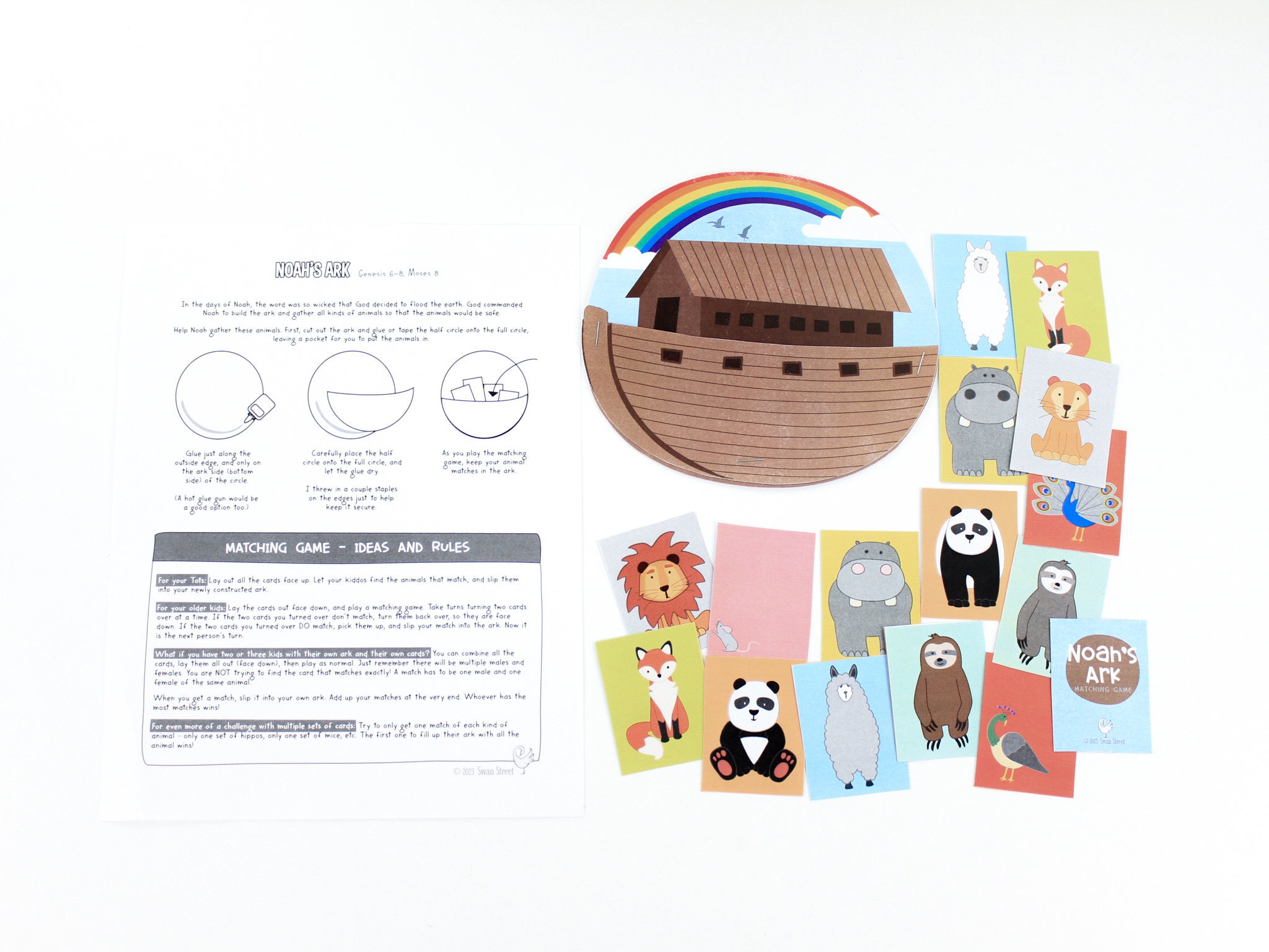 Noah's Ark Matching Game Children's Bible Learning Activities for Youth ...