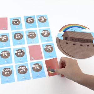 Noahs Ark Matching Game Printable Bible Memory Activity Sunday School ...