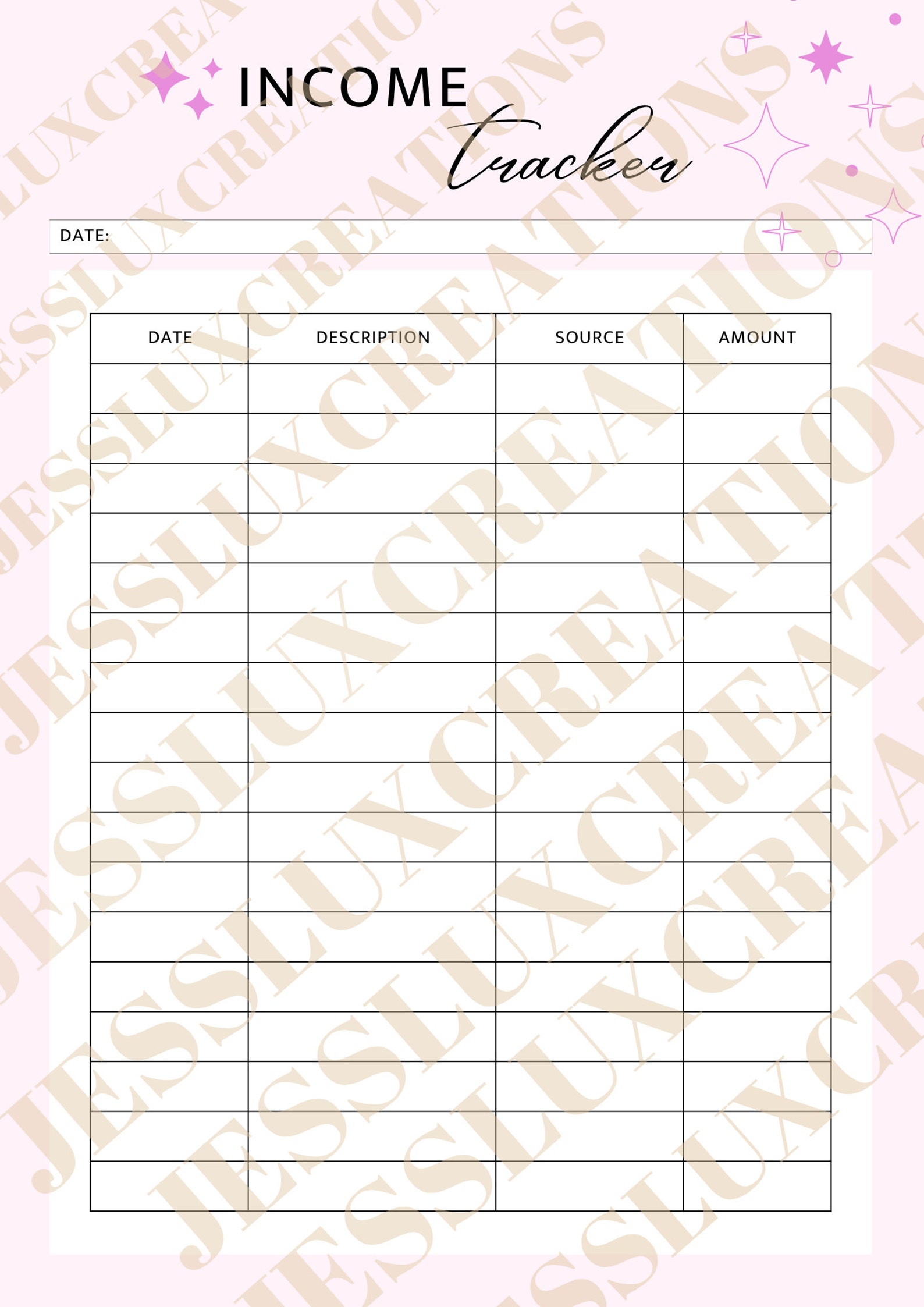 Income Tracker Sheet, Instant Printable Download, Money Tracker, Salary ...