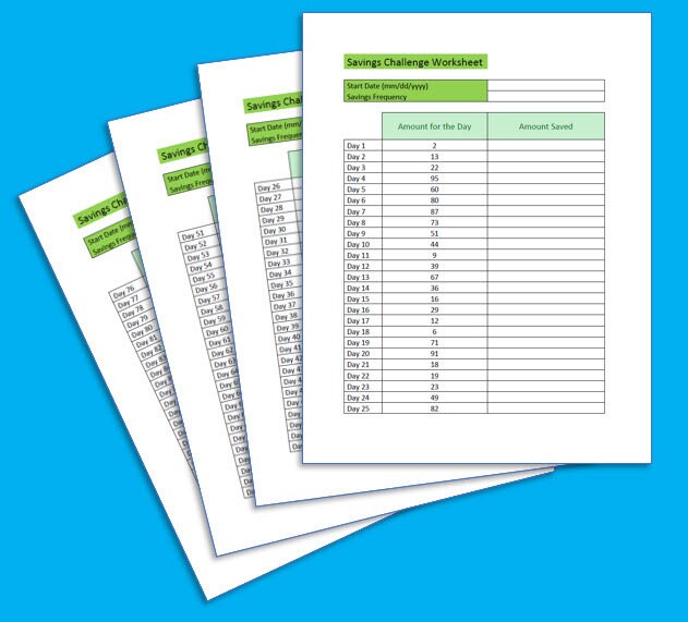 Savings Challenge Excel Worksheet - Etsy