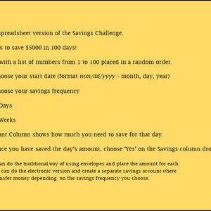 Savings Challenge Excel Worksheet - Etsy