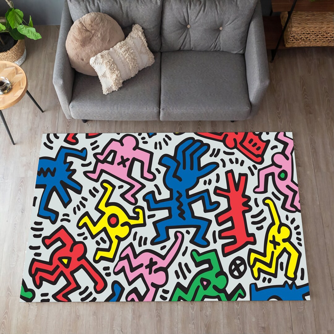 Keith Haring Rug,dancingman Rug,custom Design,living Room Rug,rugs for ...