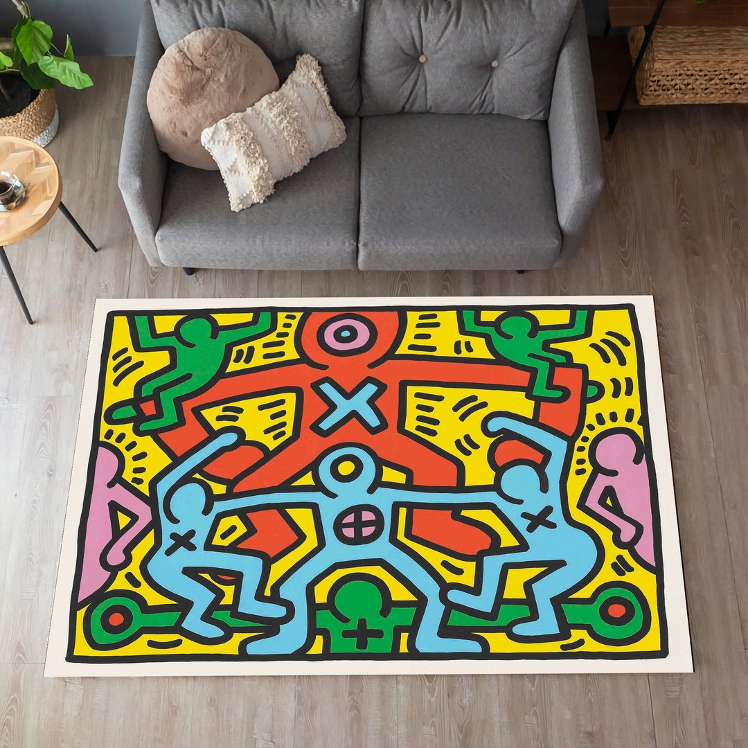 Keith Haring Rug,dancing Man Rug,graffiti Rug,living Room Rug,rugs for ...