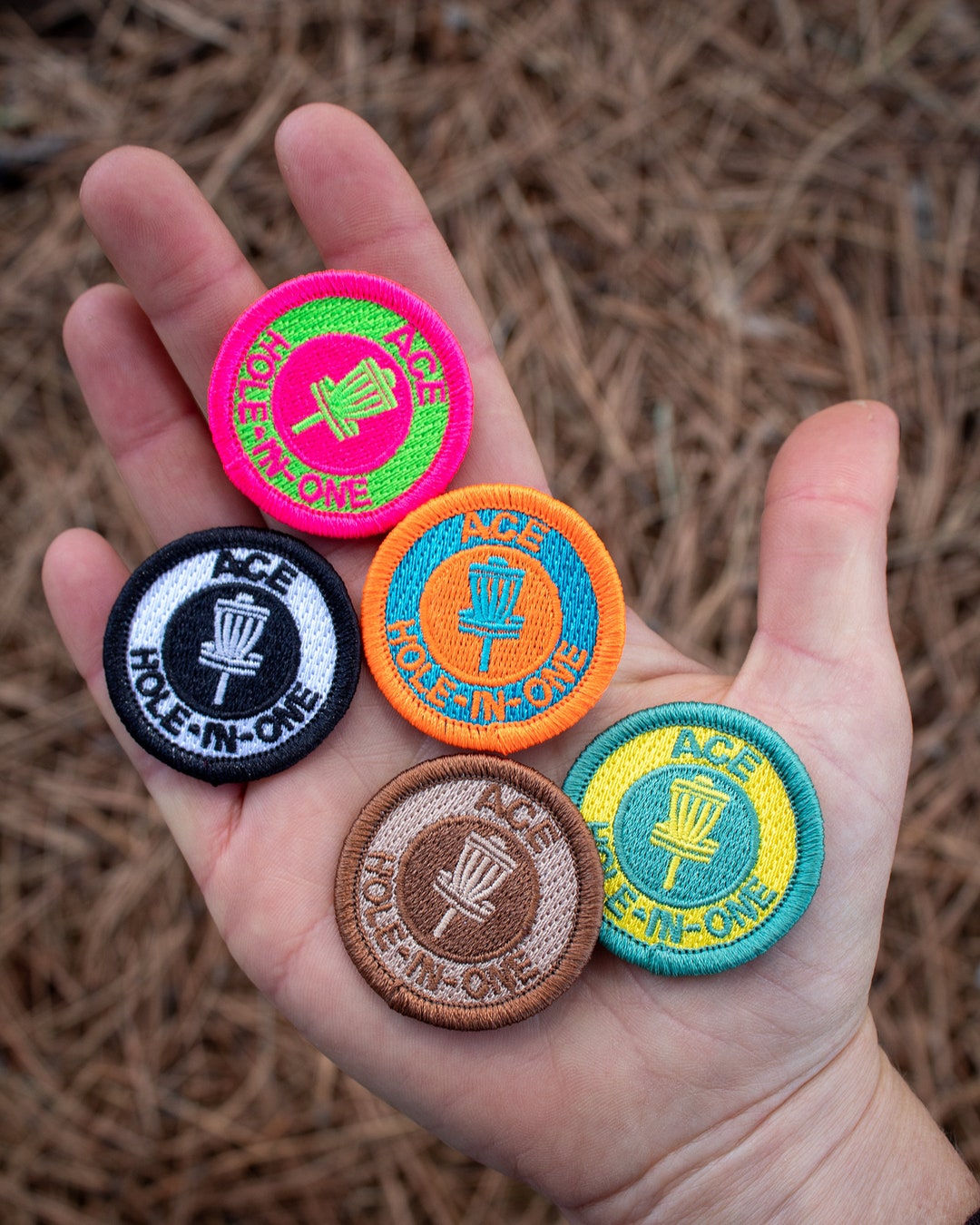 Ace Hole-in-one - Disc Golf Patches - 1.5" Diameter Embroidered Patch ...