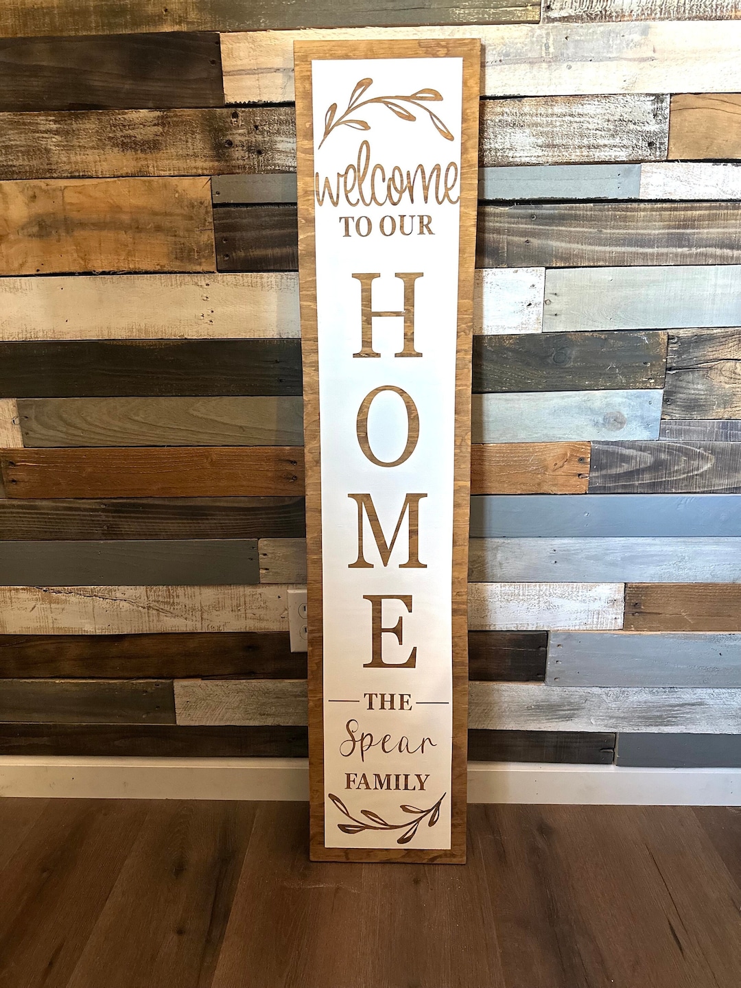 Welcome to Our Home Sign, Personalized Welcome Sign, Vertical Welcome ...