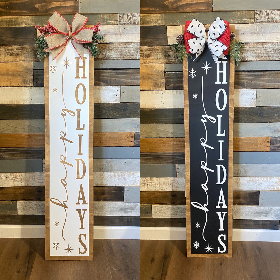 Happy Holidays Porch Leaner, Christmas Porch Sign, Welcome Porch Sign ...