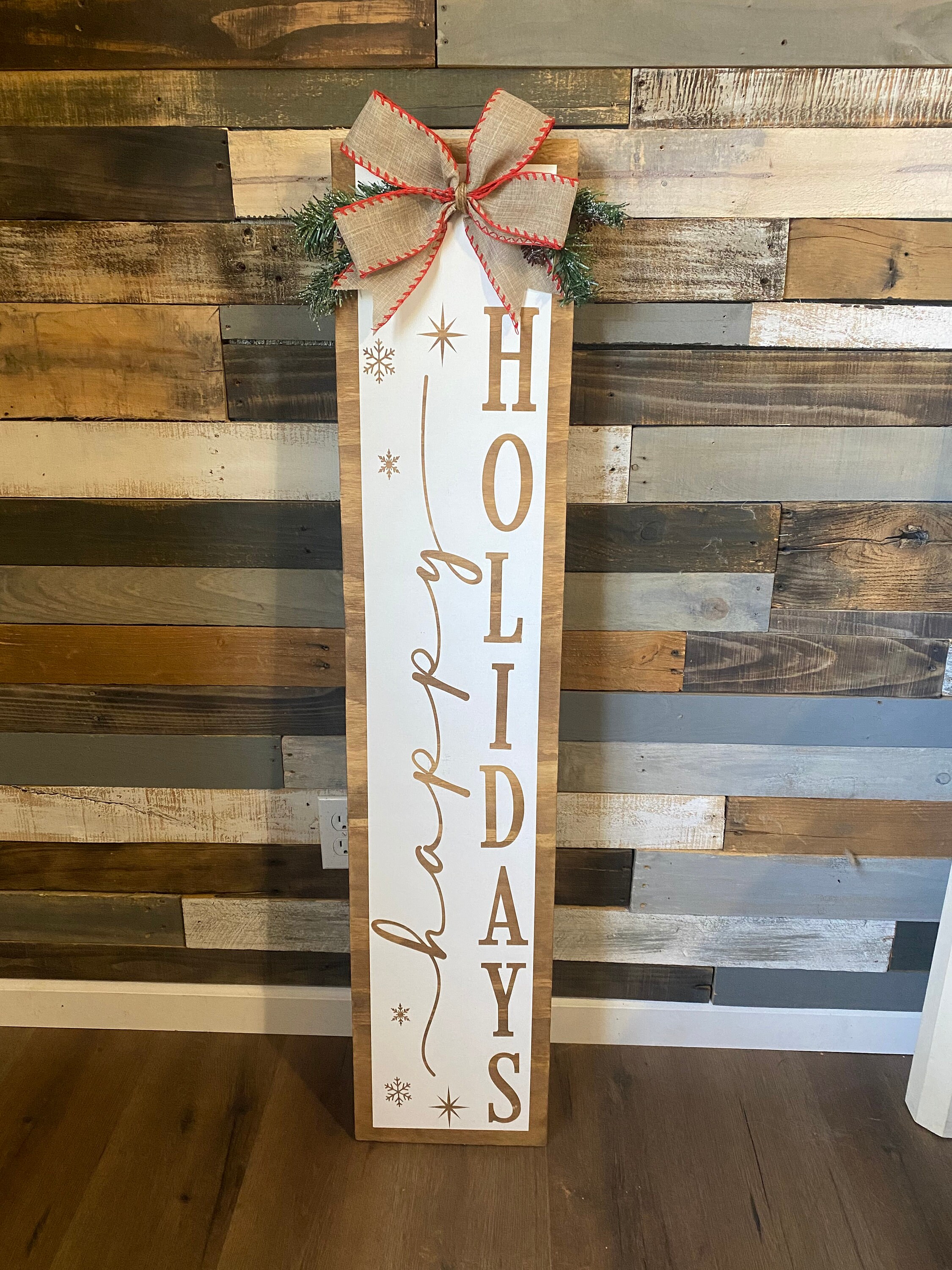 Happy Holidays Porch Leaner Christmas Porch Sign Welcome - Etsy