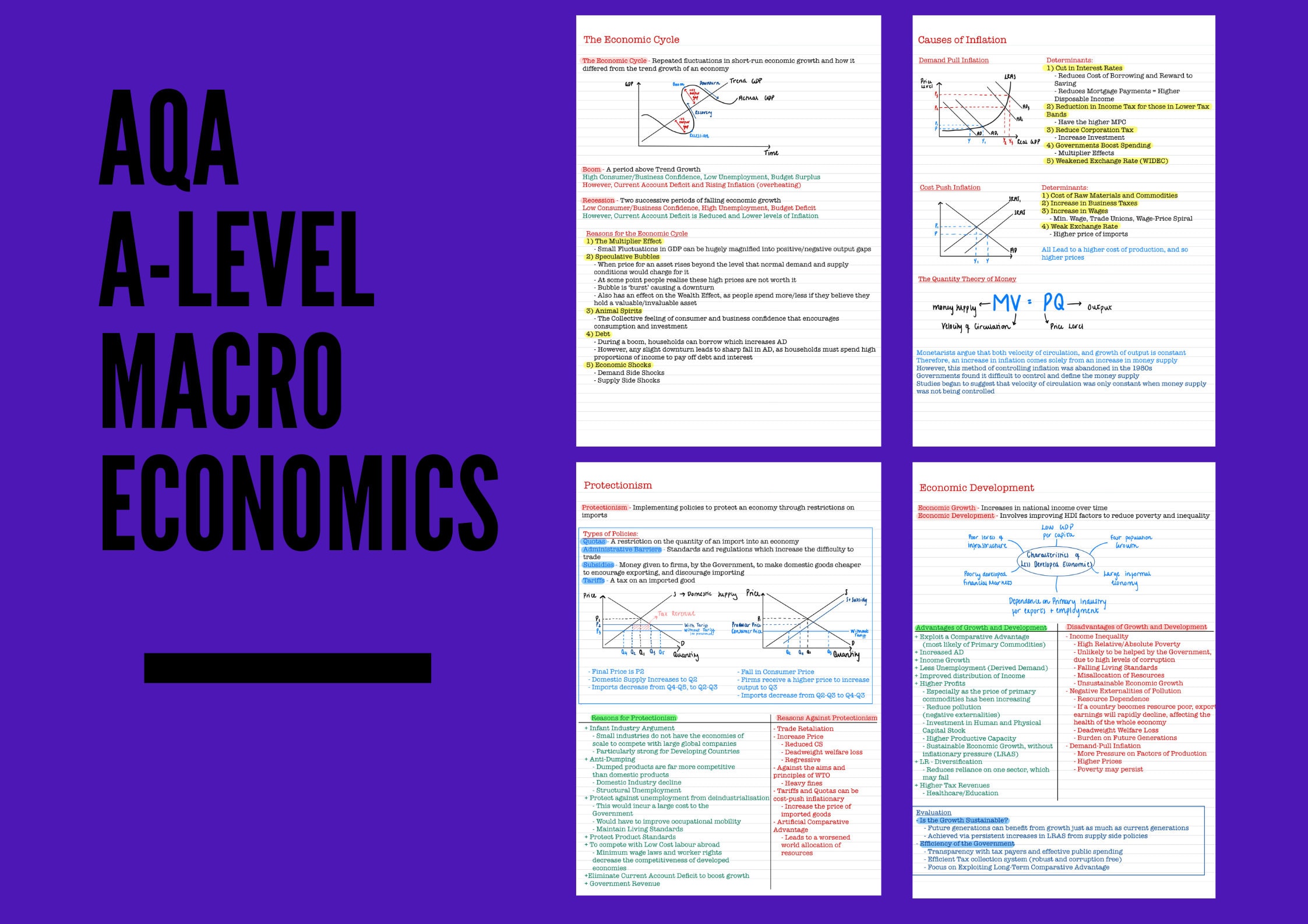 AQA A-level Macro Economics Notes by A Student - Etsy