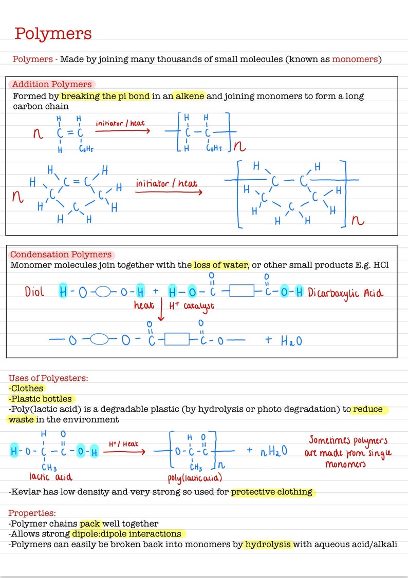 OCR A A-level Organic Chemistry Exam Notes for Modules 4 and 6 From A ...