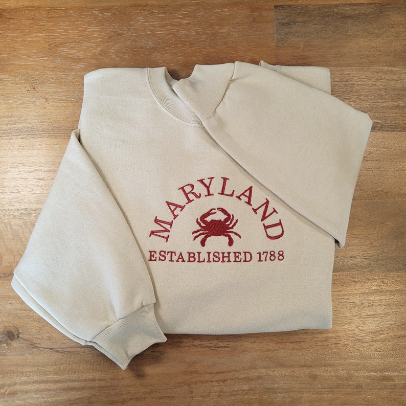 Embroidered Maryland Crewneck MD State Pride Gift Chesapeake Bay ...