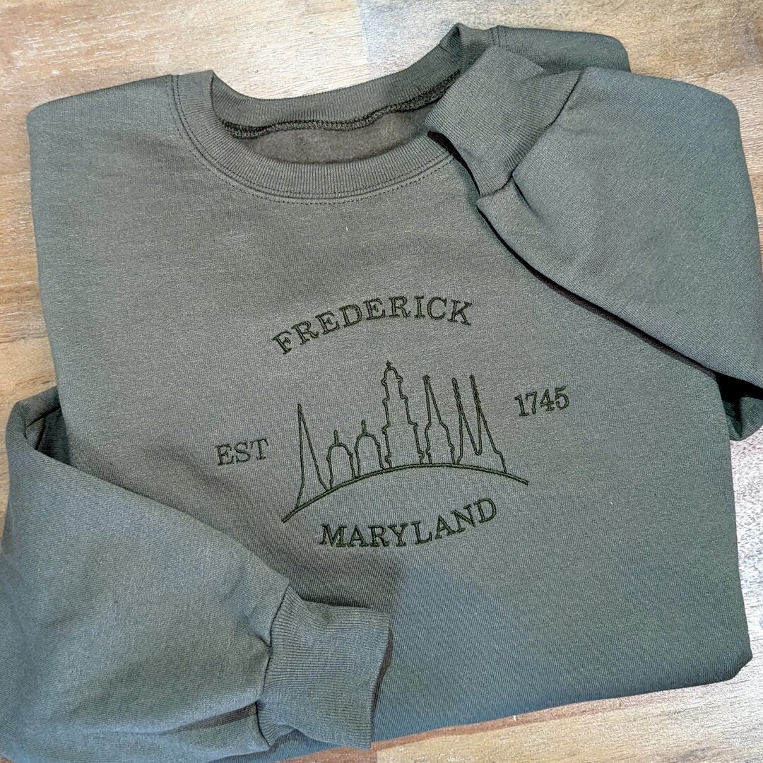 Embroidered Frederick, Maryland Skyline Sweatshirt | MD State Pride ...