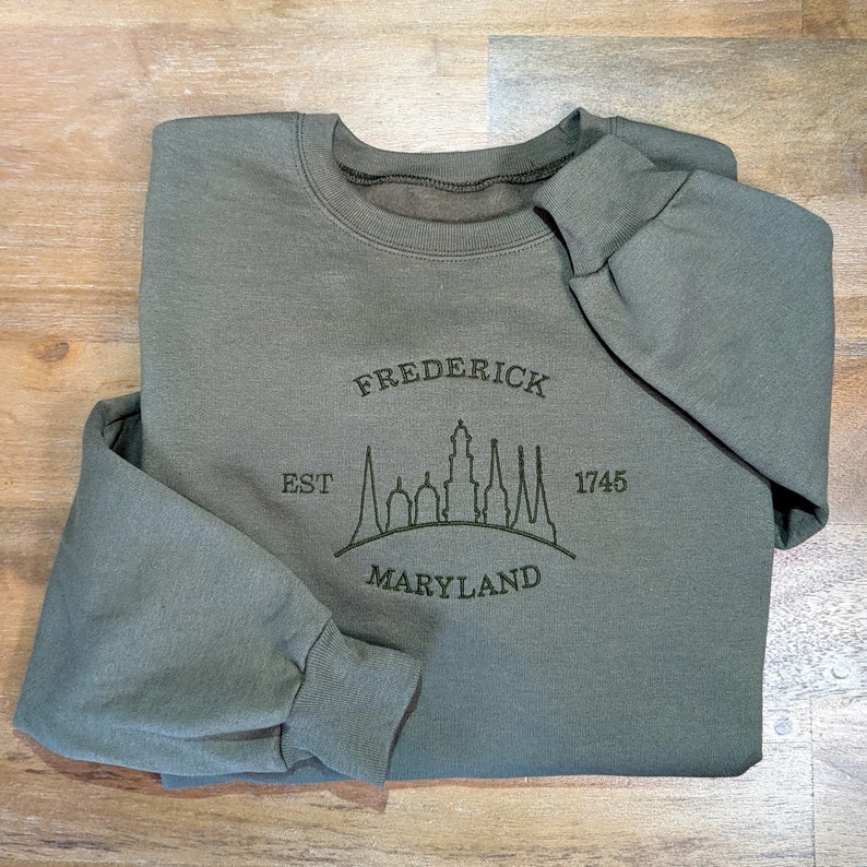Embroidered Frederick, Maryland Skyline Sweatshirt | MD State Pride ...