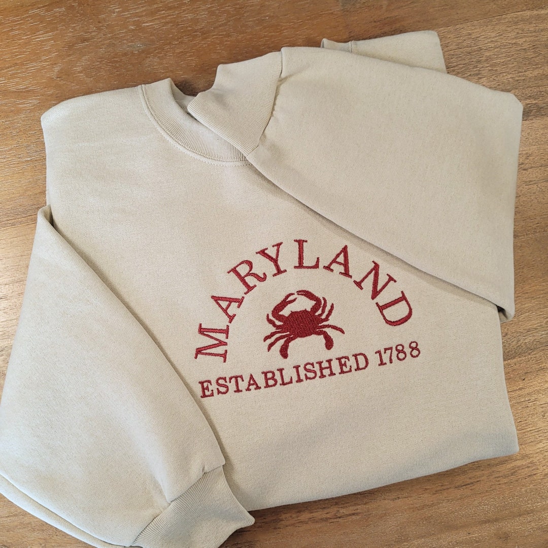 Embroidered Maryland Crewneck | MD State Pride Gift | Chesapeake Bay ...