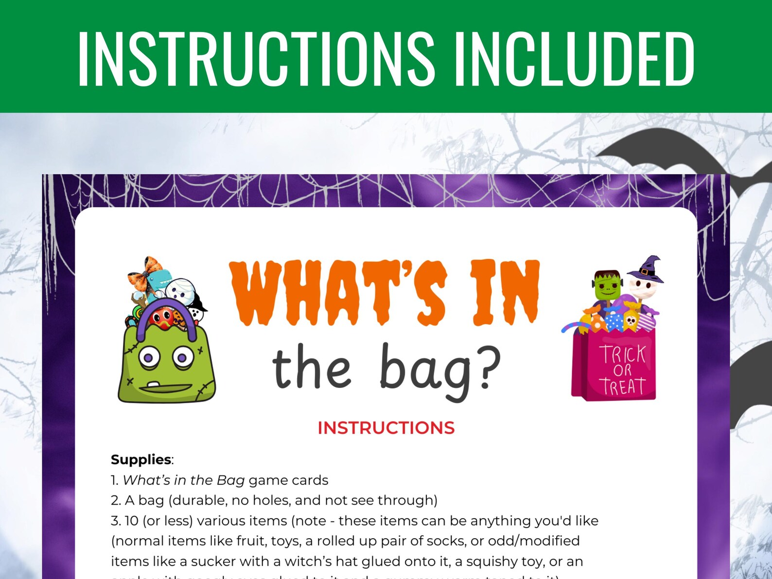Halloween 'what's in the Bag' Game, Printable Party Activity (digital ...