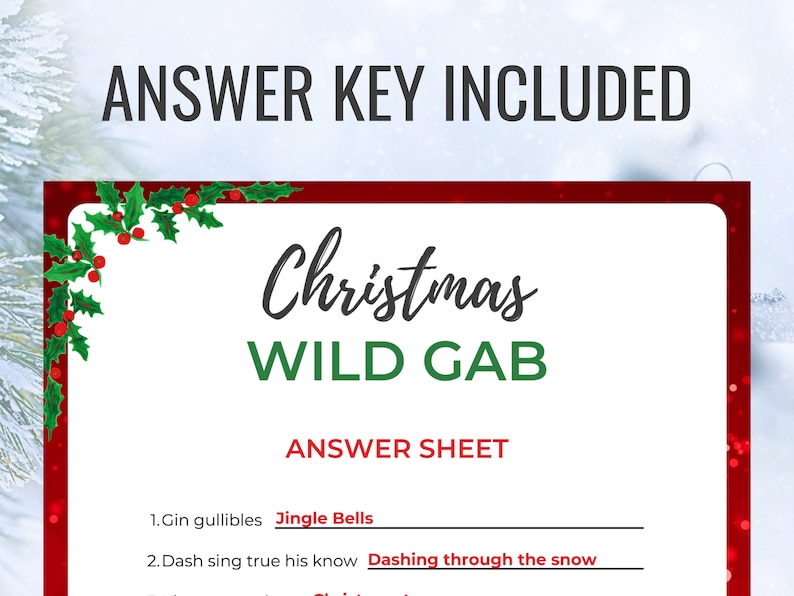 Wild Gab Printable Christmas Games for Kids Word Game Fun Christmas ...