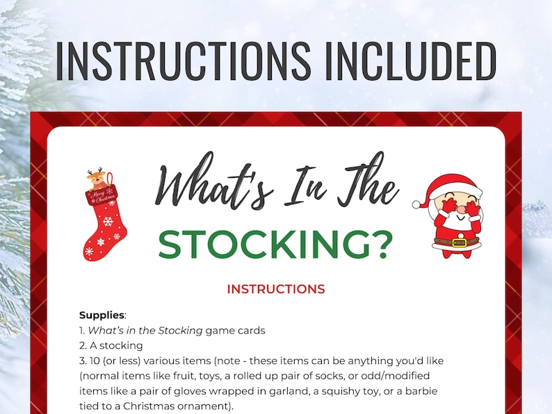 Whats in the Stocking Christmas Game Printable Christmas Game Christmas ...