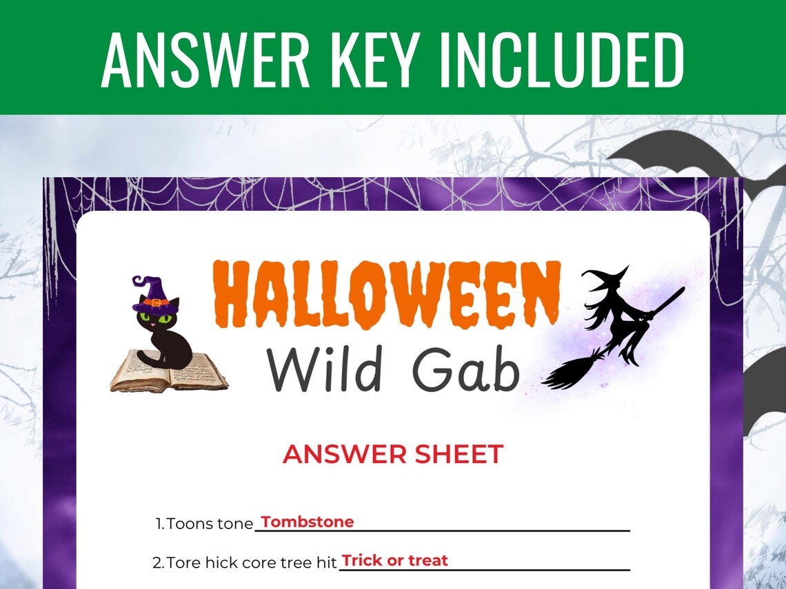 Halloween Wild Gab Game, Purple Printable Party Game (digital Download ...