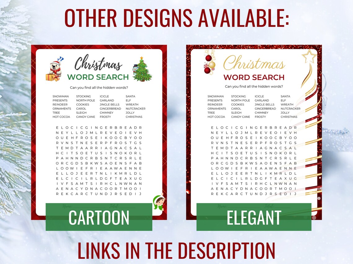 Christmas Word Search Puzzle Christmas Find A Word Christmas Holiday ...