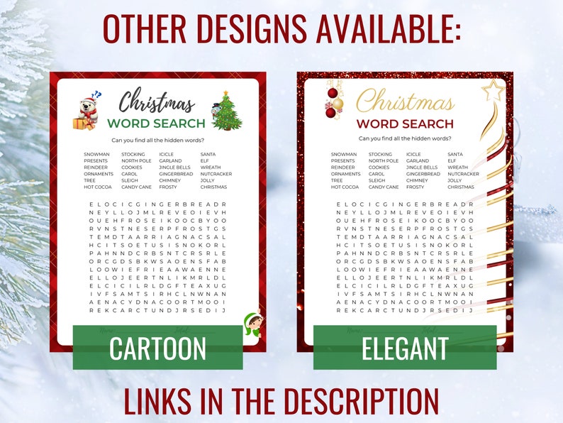 Christmas Word Search Puzzle Christmas Find A Word Christmas Holiday ...