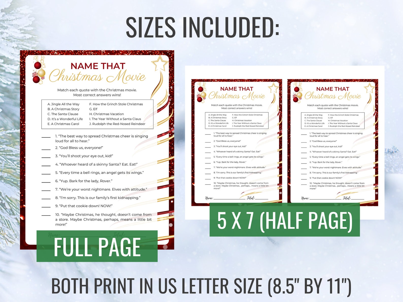 Name That Christmas Movie Game Printable Christmas Game Christmas ...