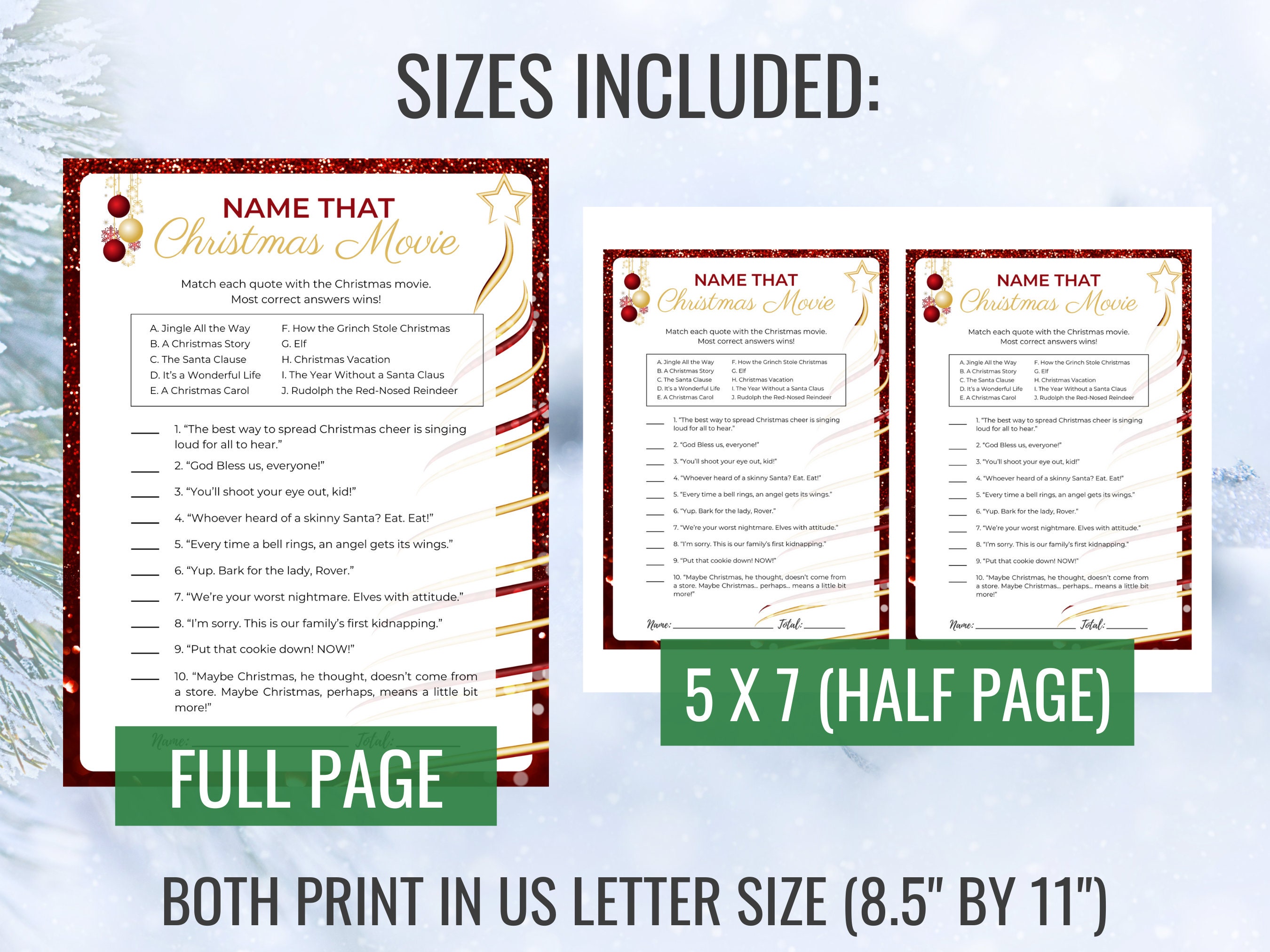 Name That Christmas Movie Game Printable Christmas Game Christmas ...