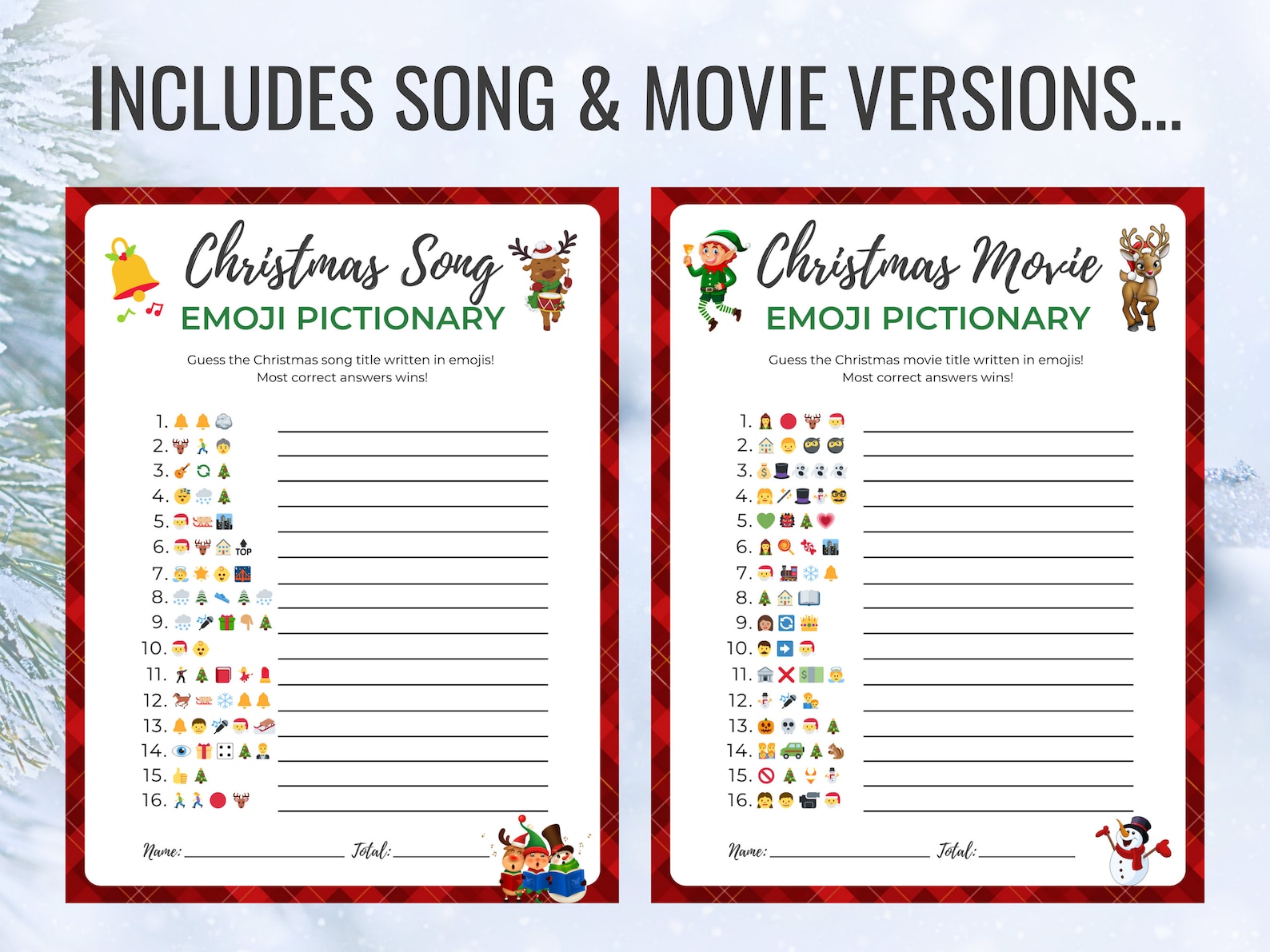 Super Fun Christmas Emoji Game Bundle 4 Emoji Pictionary Printable ...
