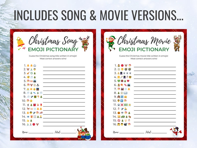 Super Fun Christmas Emoji Game Bundle 4 Emoji Pictionary Printable ...