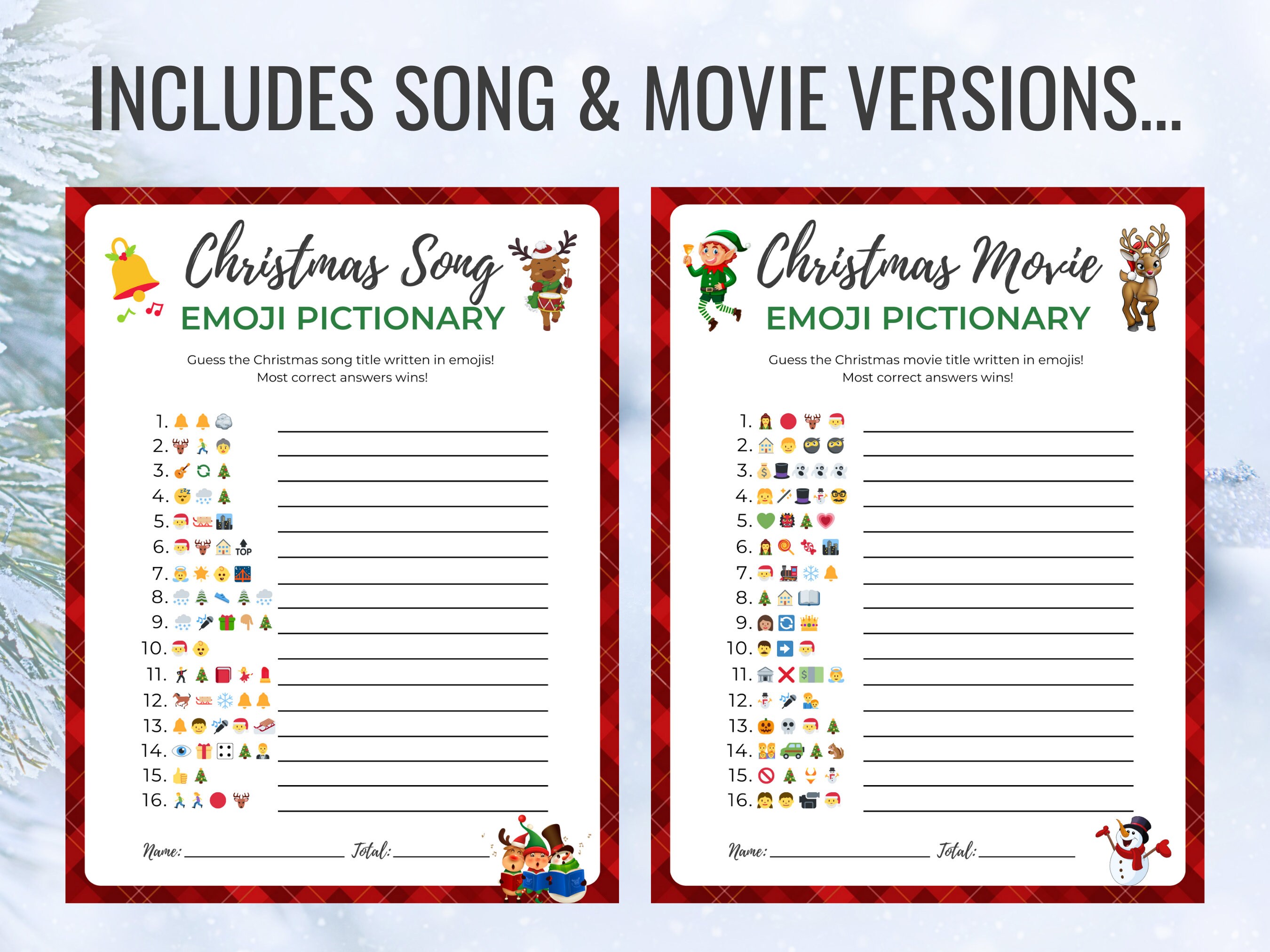 Super Fun Christmas Emoji Game Bundle 4 Emoji Pictionary Printable ...