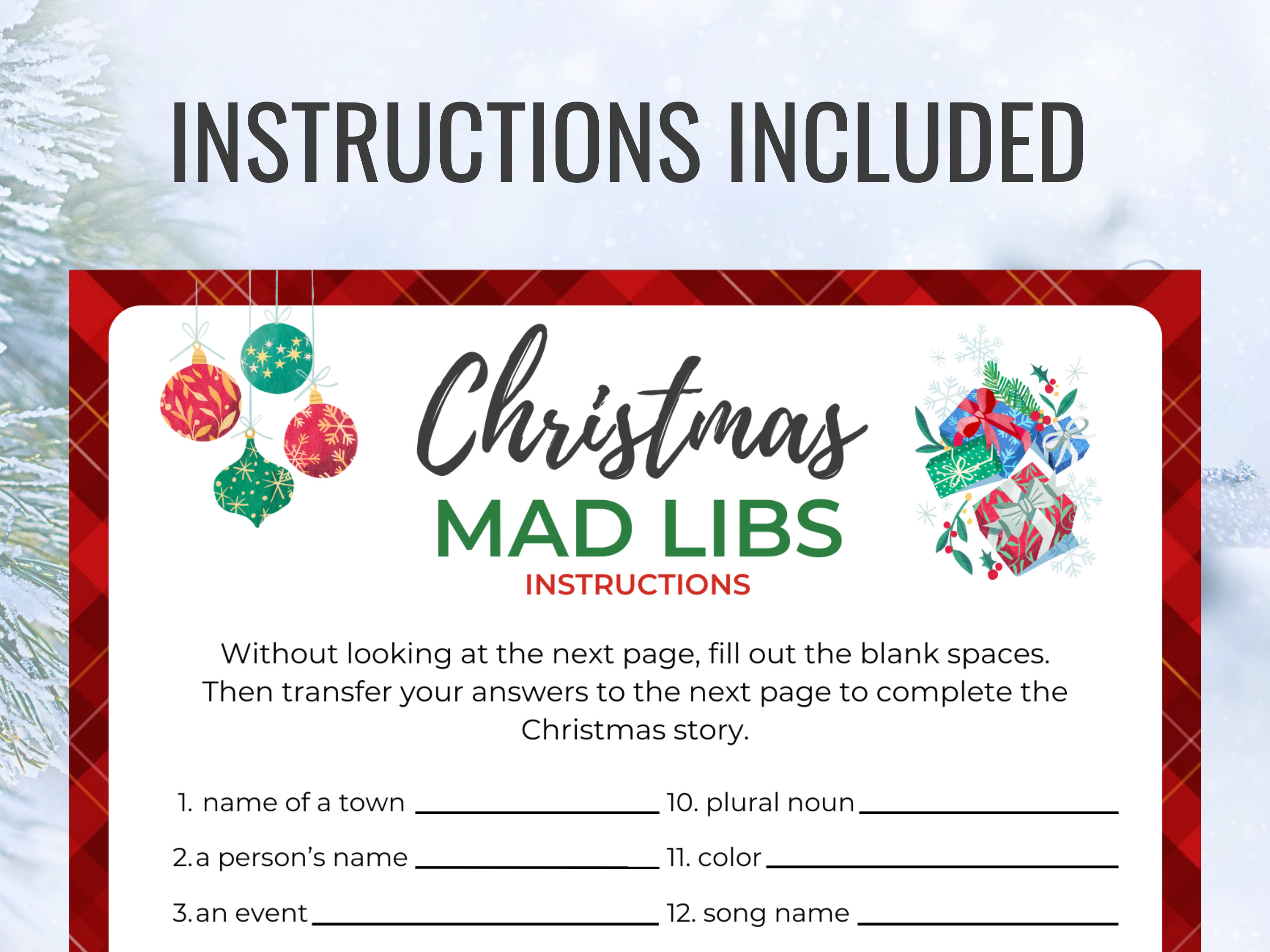 Christmas Mad Libs Game | Printable Christmas Game | Christmas Activity ...
