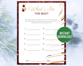 What's in the Bag Christmas Game, Printable Christmas Party Game ...