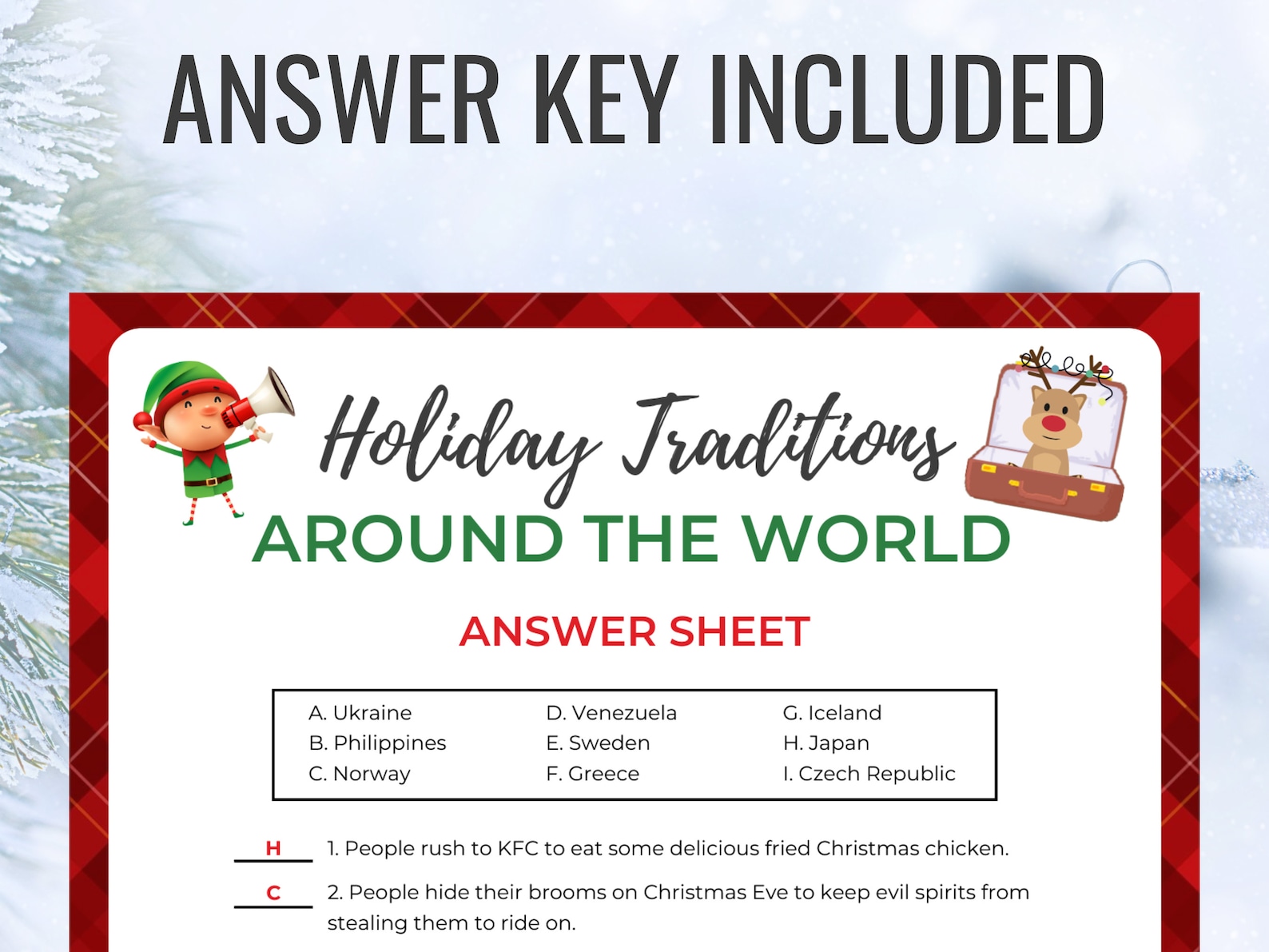 Holiday Traditions Around the World Game Printable Christmas Game ...