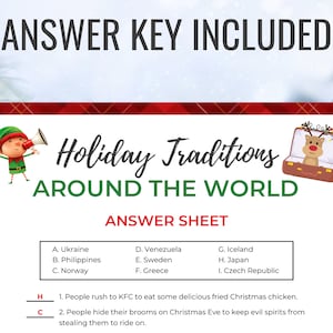 Holiday Traditions Around the World Game Printable Christmas Game ...