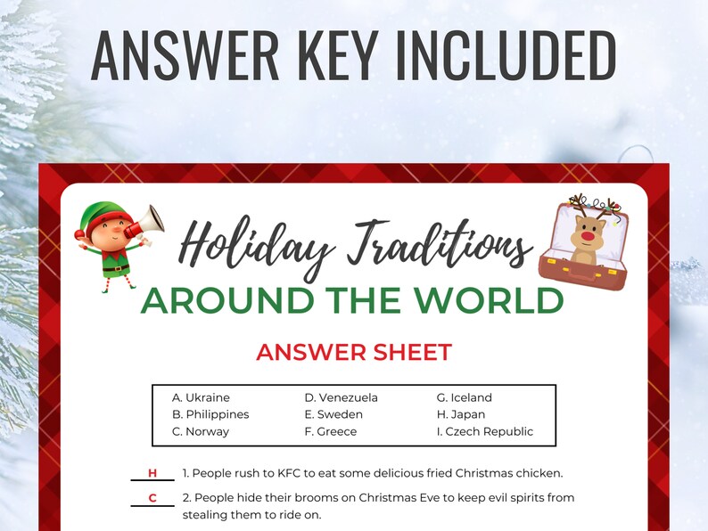 Holiday Traditions Around the World Game Printable Christmas Game ...