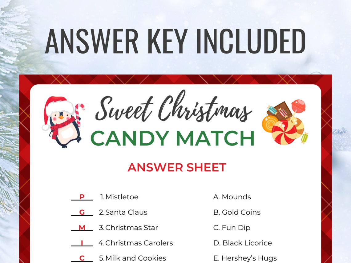 Sweet Christmas Candy Match Game | Printable Christmas Game | Christmas ...