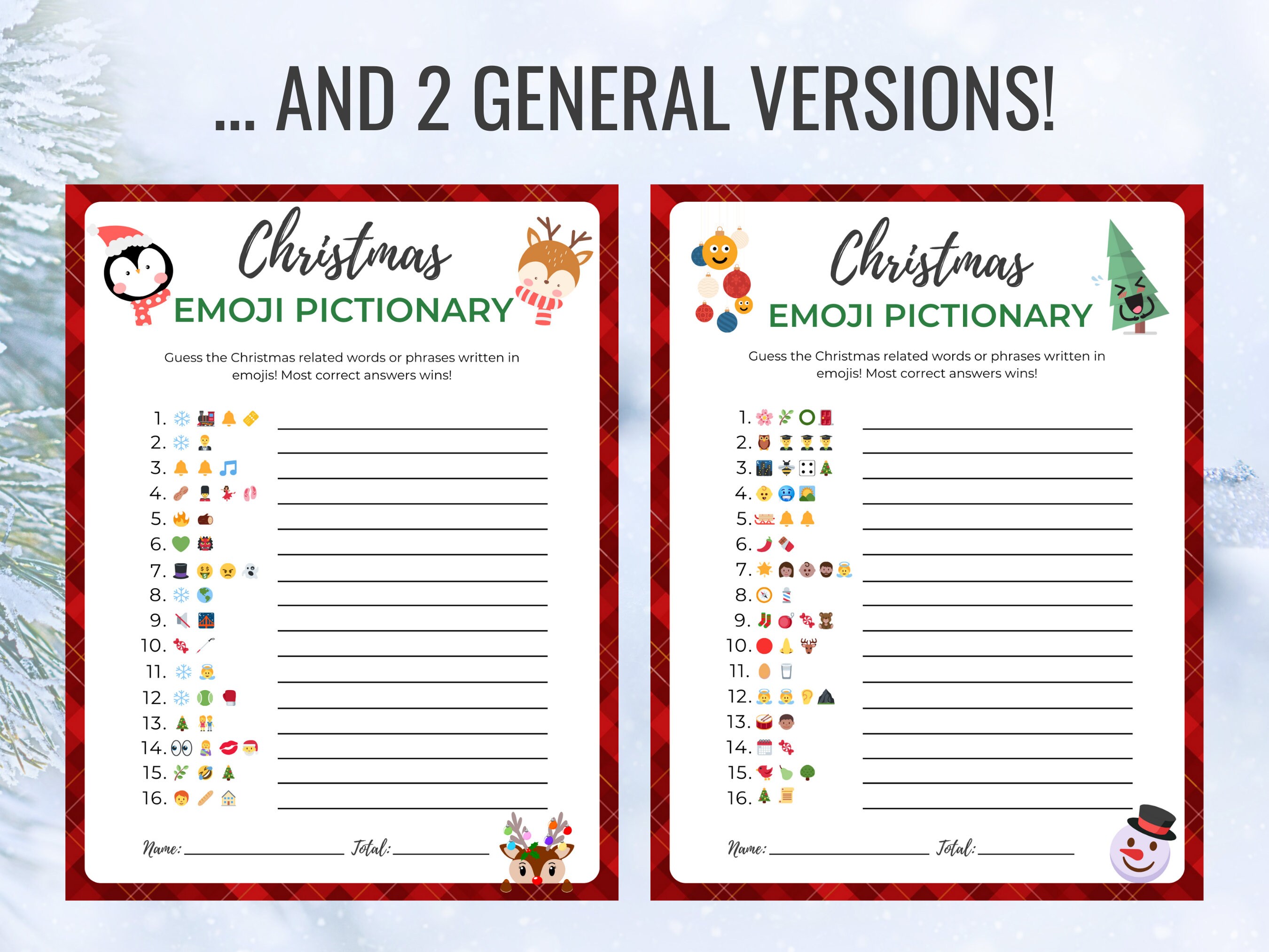 Super Fun Christmas Emoji Game Bundle 4 Emoji Pictionary Printable ...