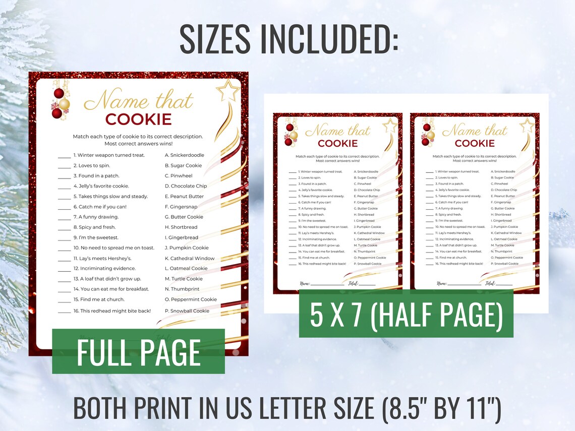 Name That Cookie Christmas Game, Printable Holiday Activity (digital ...